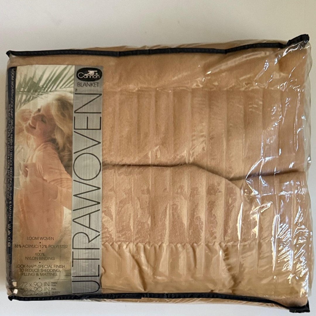 Vintage Ultra Woven Cannon Tan Acrylic Blanket Full Size New - Etsy