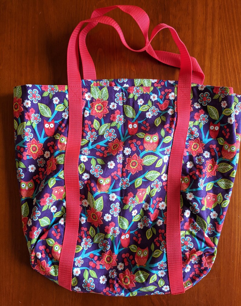 Sturdy Tote Bag with Colorful Flowers and Owls | Etsy