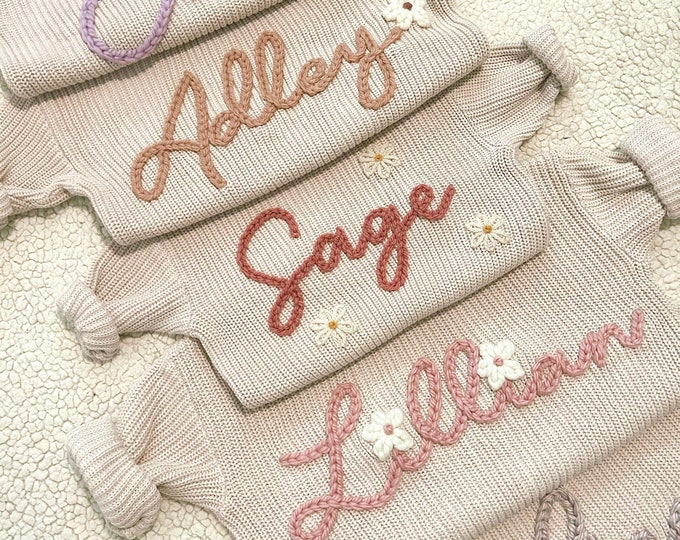 Personalized Baby Name Knit Sweater Embroidered Custom Baby Sweater for ...