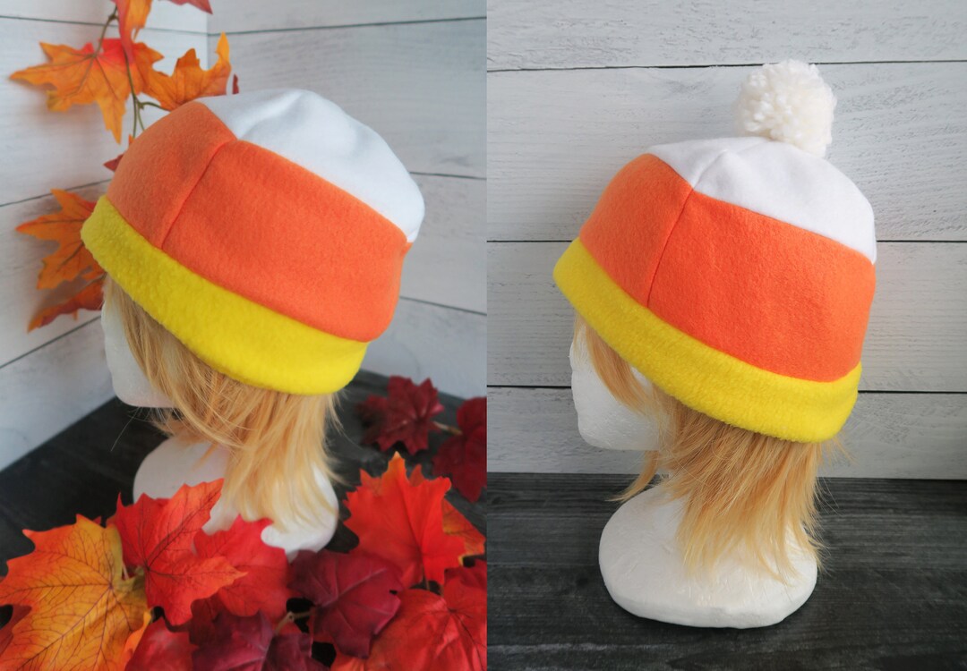 Candy Corn Hat Fall Fleece Hat Ready to Ship Halloween Costume - Etsy
