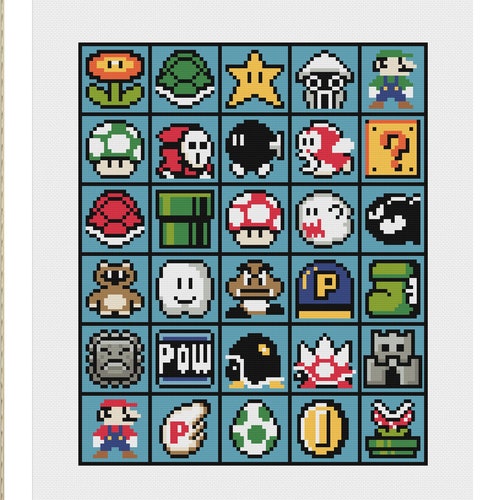 Mario Cross Stitch Pattern Galaxy Cross Stitch Gaming Cross | Etsy