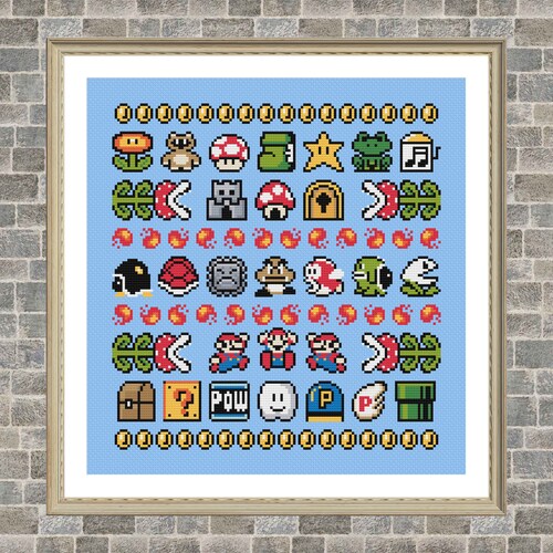 SUPER MARIO SET Cross Stitch Patterns Pdf Modern Game | Etsy