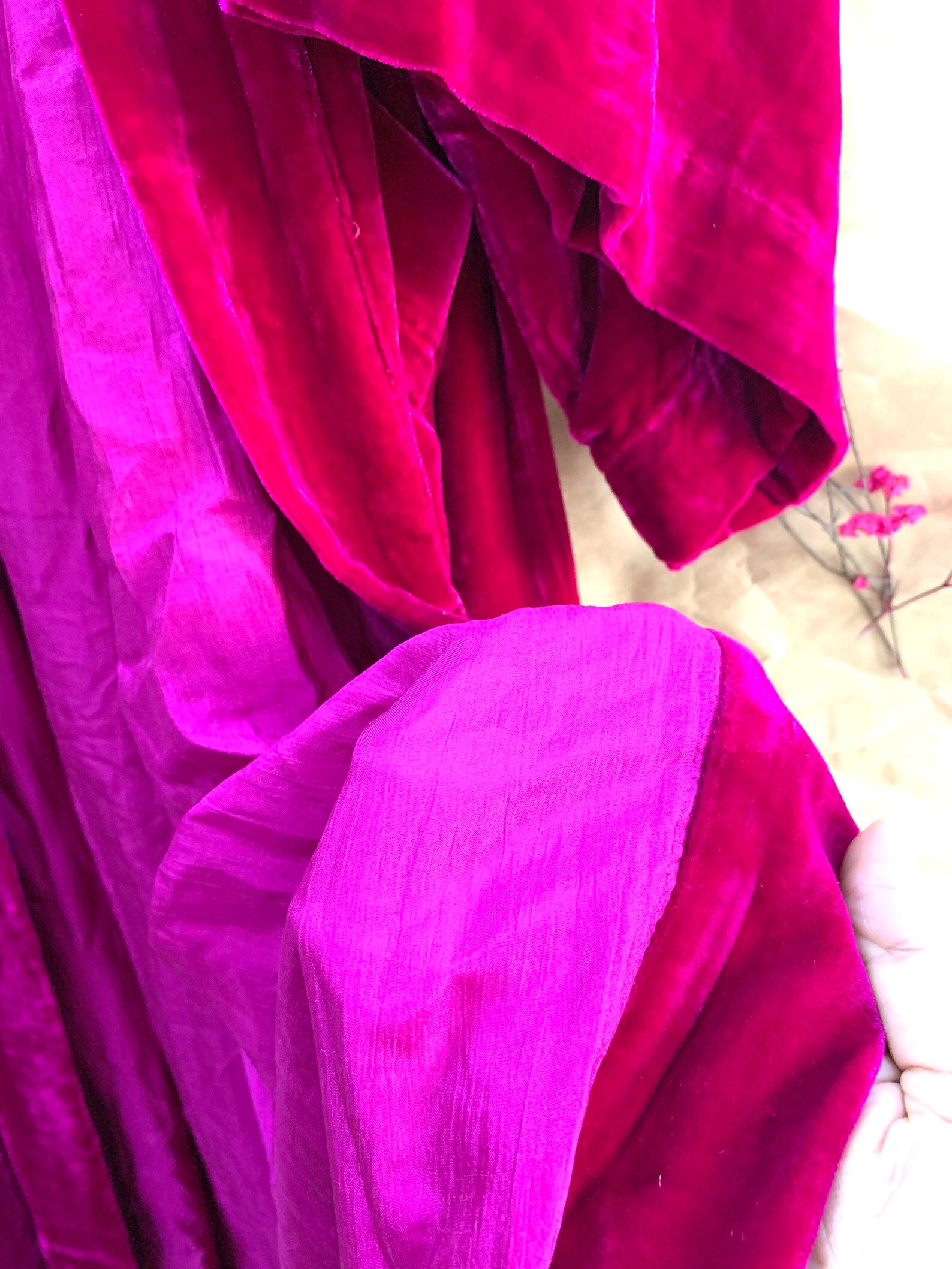 Silk Velvet Robe Kimono With Pocket and Belt, 100% Silk Lined, Velvet ...