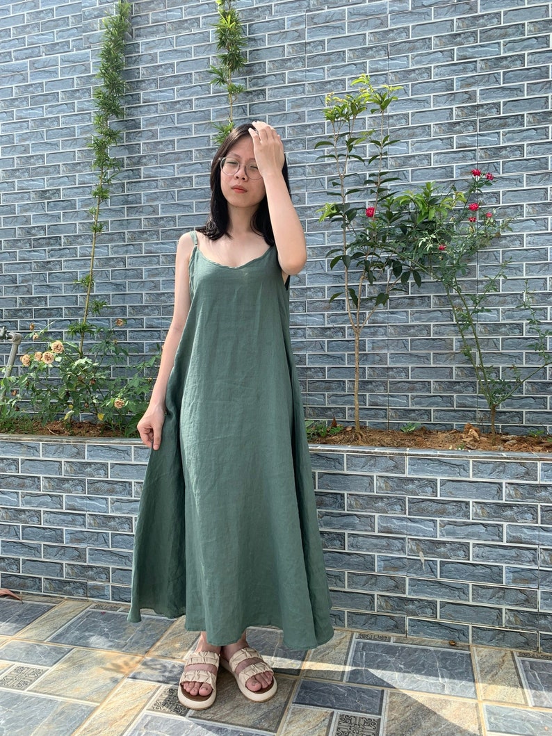 Bareback Linen Dress, Linen Backless Sundress, Summer Beach Dress, Open ...