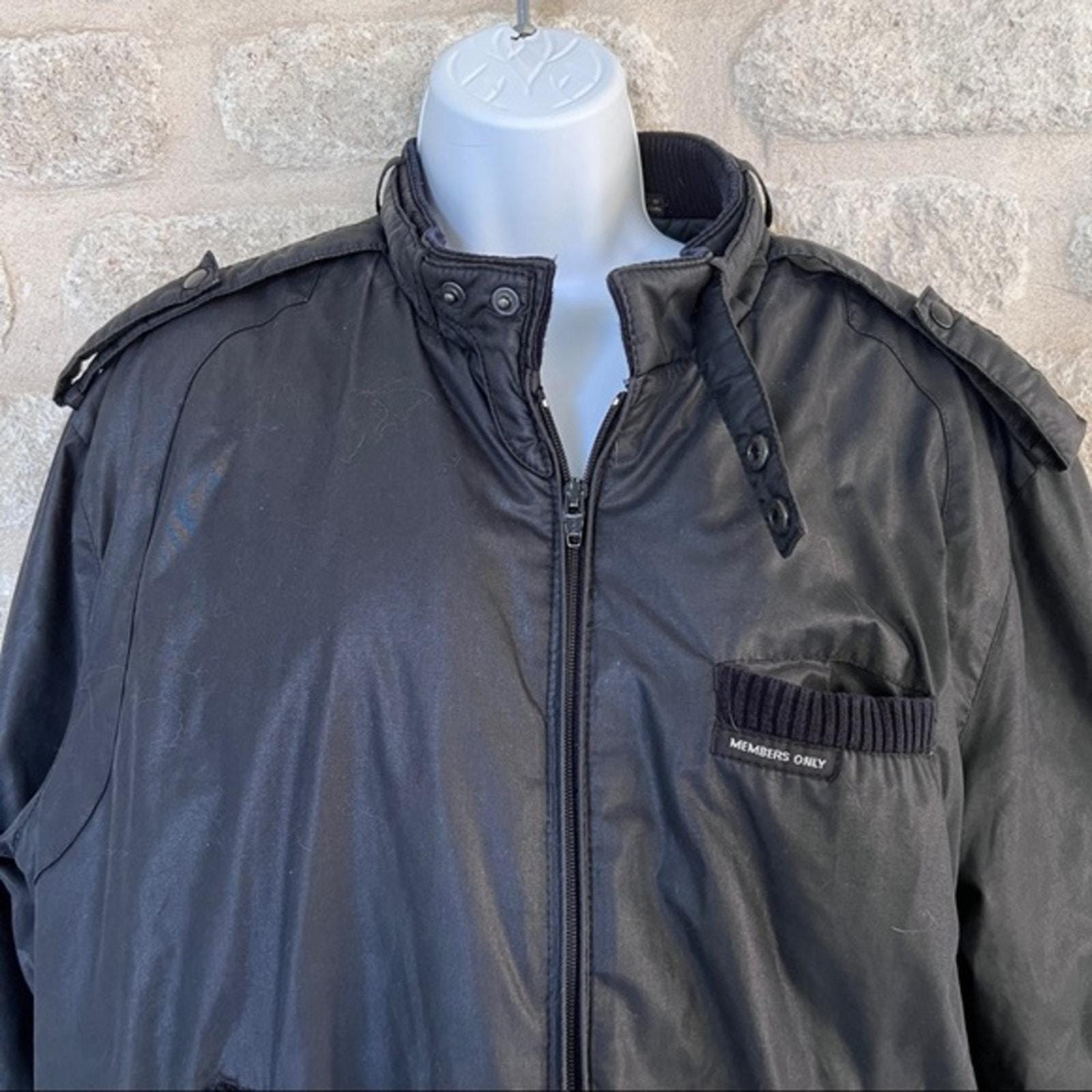 Members Only Vintage Black Jacket 80s Coat 42 Mens L Classic Iconic ...