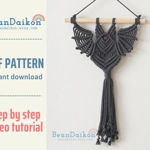 Macrame Bat Patterns, Gifts for Witches, Modern Halloween, Macrame ...