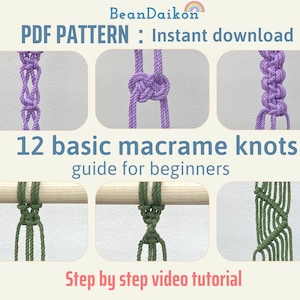 Macrame Knots PDF, Macrame Instruction, Pattern Guide, How to Tie Knots, Step by Step, Happy ...