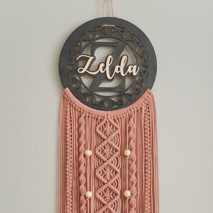 Boho Baby Name Sign, Macrame Dreamcatcher, Name Door Sign, Kids Room ...