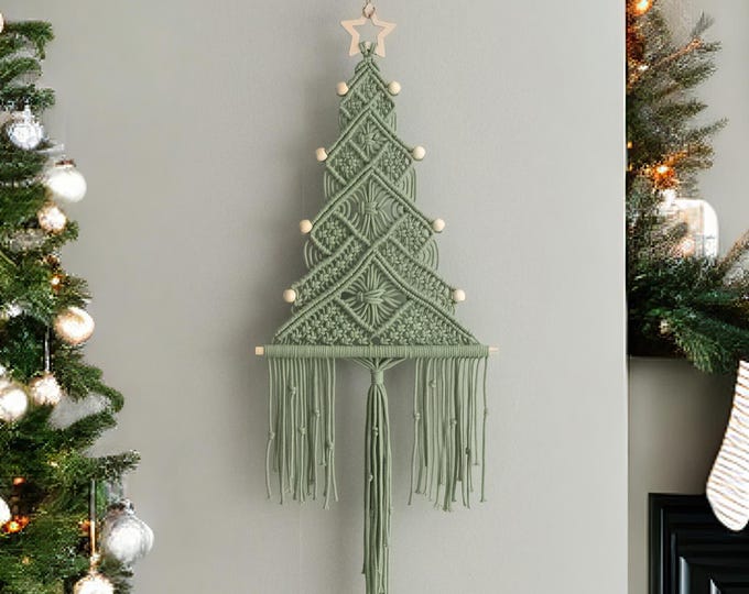 Boho Macrame Christmas Tree Wall Hanging, Macrame Christmas Tree ...