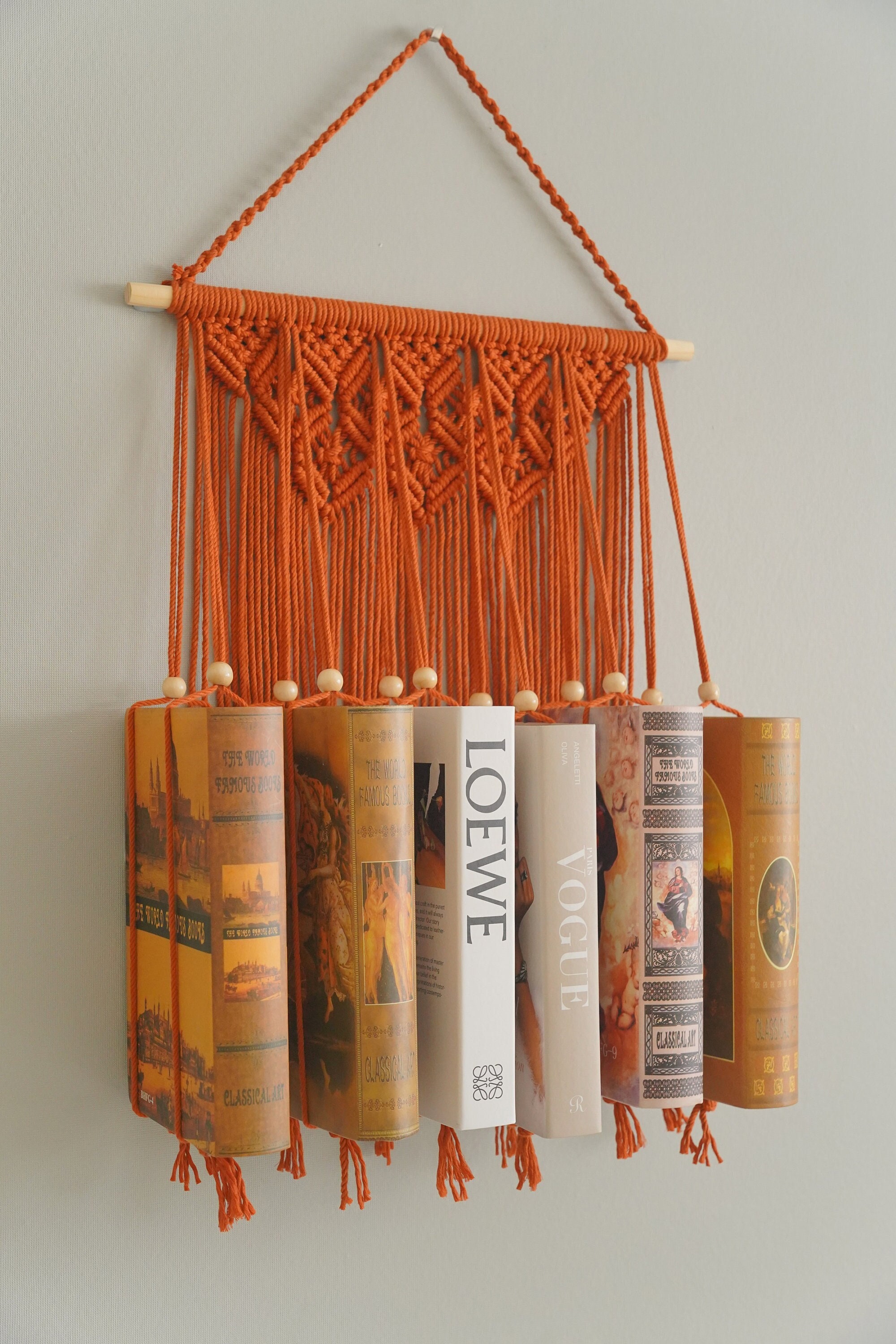 Boho Macrame Bookshelf, Modern Wall Decor, New Home Gift Ideas, Retro ...