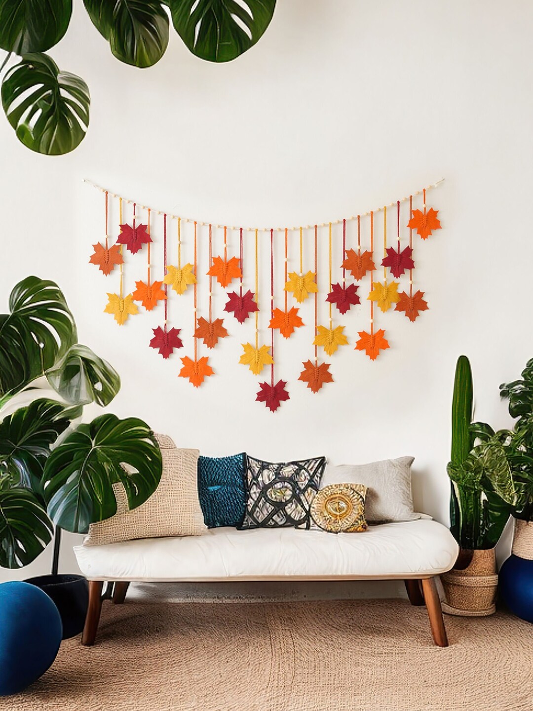 Macrame Leaves Garland, Fall Themed, Home Decoration, Macrame Wall ...
