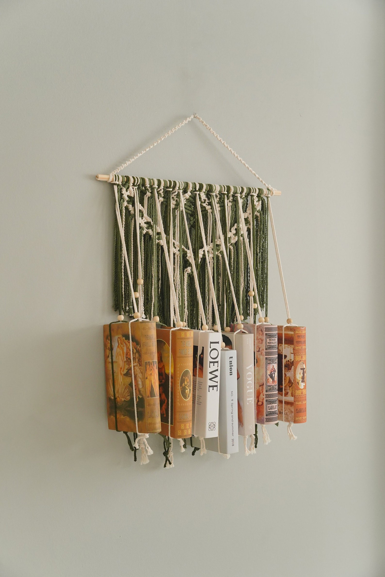 Macrame Boho Bookshelf, Unique Bookshelf, Wall Bookshelf, Book Holder ...