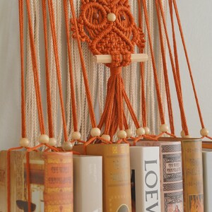 Macrame Book Holder, Macrame Owl, Room Décor, Hanging Bookshelf, Mid ...