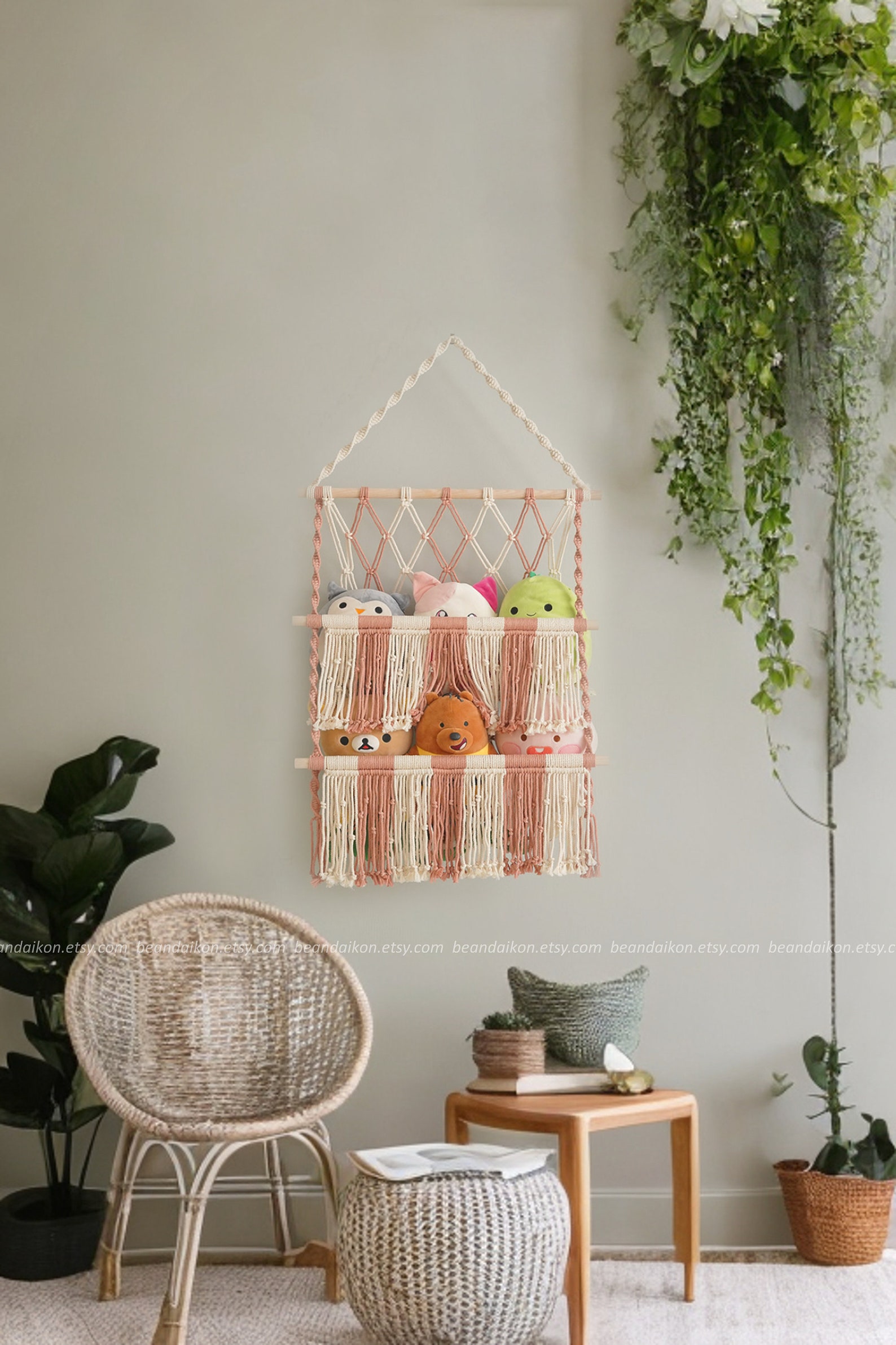 Macrame Toy Hammock, Kid Birthday Gift, Boho Macrame, Stuffed Animal ...