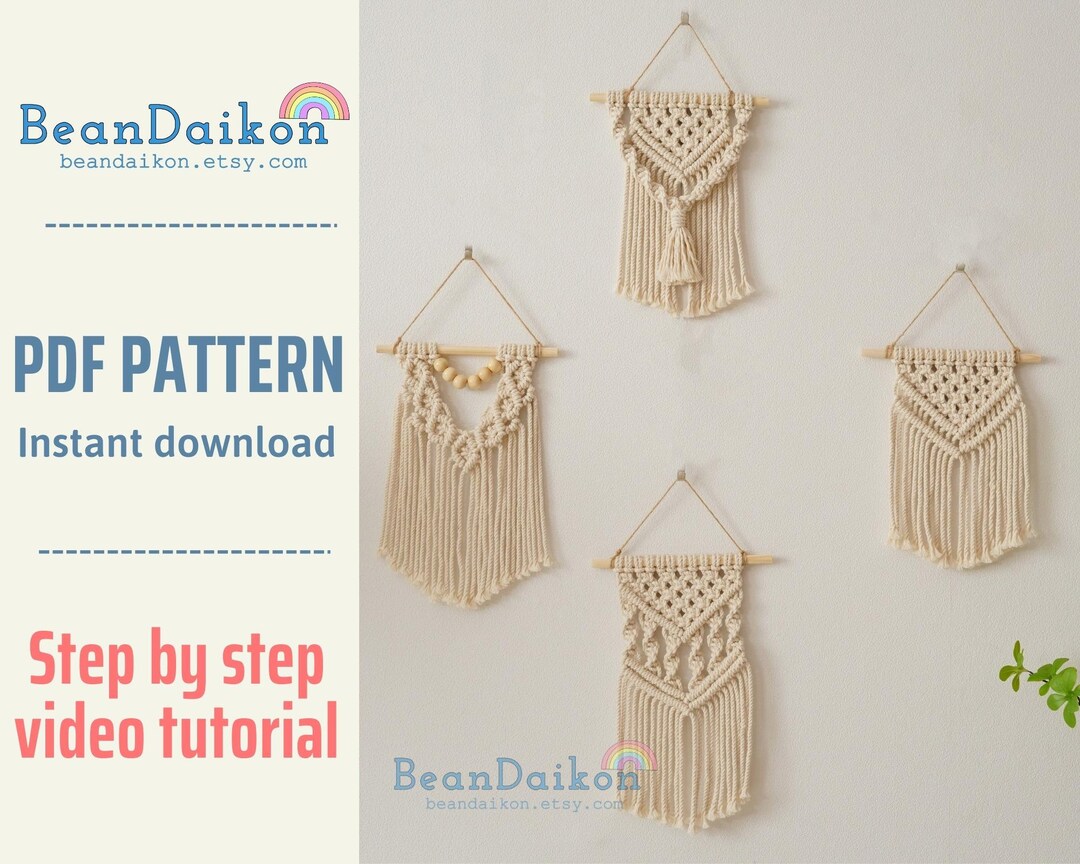 Mini Macrame Pattern, Girls Room Decor, Hanging Wall Decor, Macrame for ...