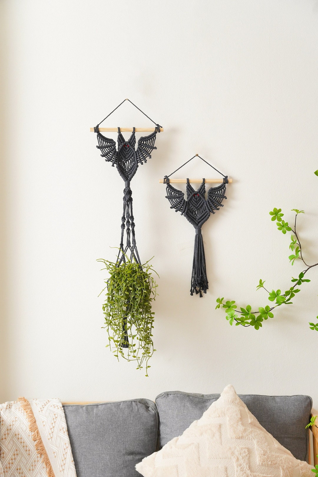 Gothic Bat Decor, Hanging Bat, Boho Halloween Art, Gothic Decor for ...