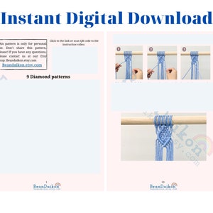 Macrame Diamond Pattern, Diy Macrame Pattern, Knot Instructions, Rope Knots Tutorial, Advanced ...