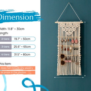 Macrame Earring Display, Macrame Wall Decor, Macrame Storage, Boho ...