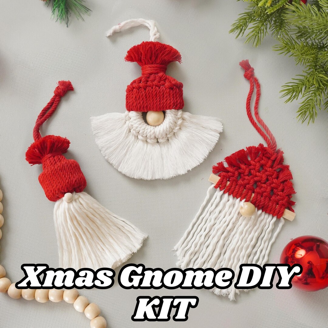 Macrame Gnome Kit, Kits for Adults, Macrame Gnome, Xmas Ornament ...