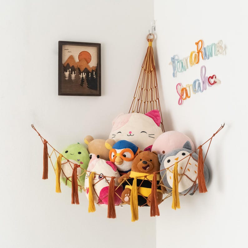 Macrame Toy Storage, Macrame Hammock, Stuffed Animal Net, Boho Nursery ...