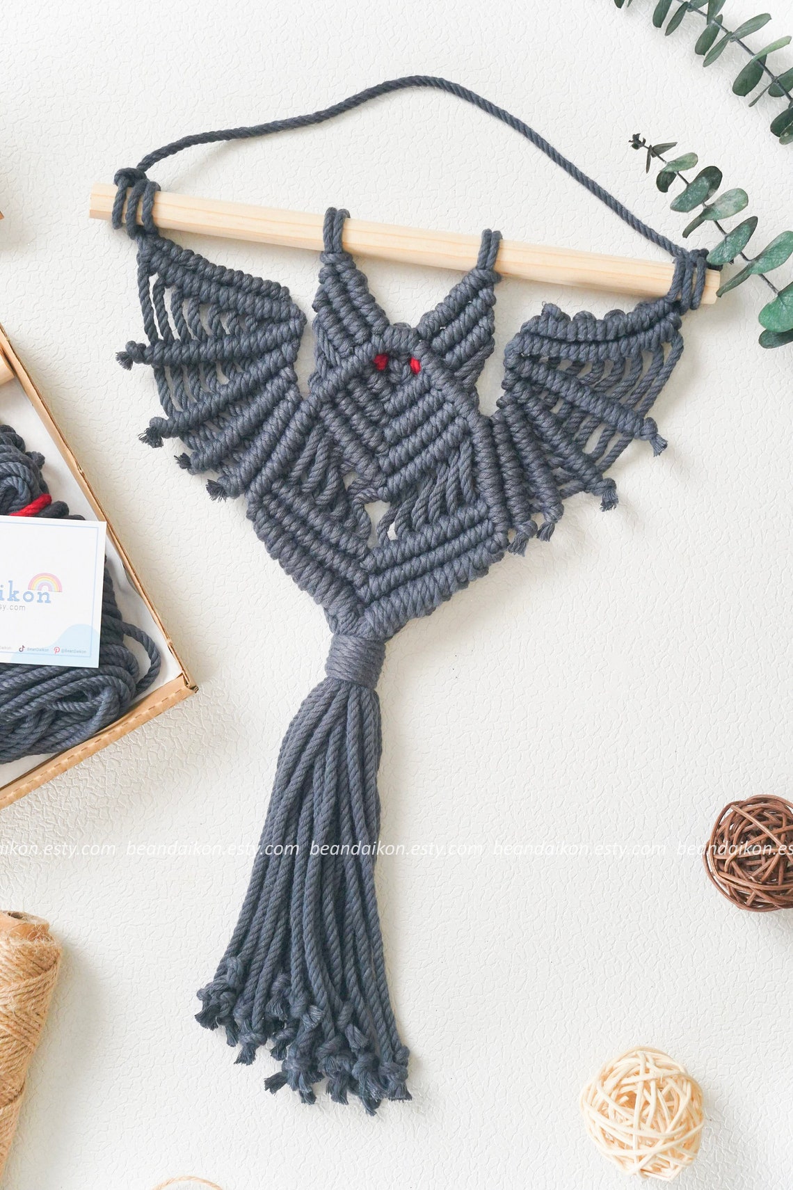 Macrame Bat Kit, Diy Kit for Adults, Macrame Wall Hanging, Boho ...