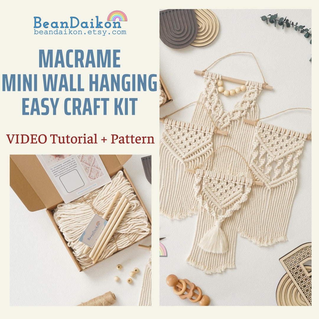 Mini Macrame DIY Kit, Hanging Macrame, Gift for Grandma, Home Decor ...