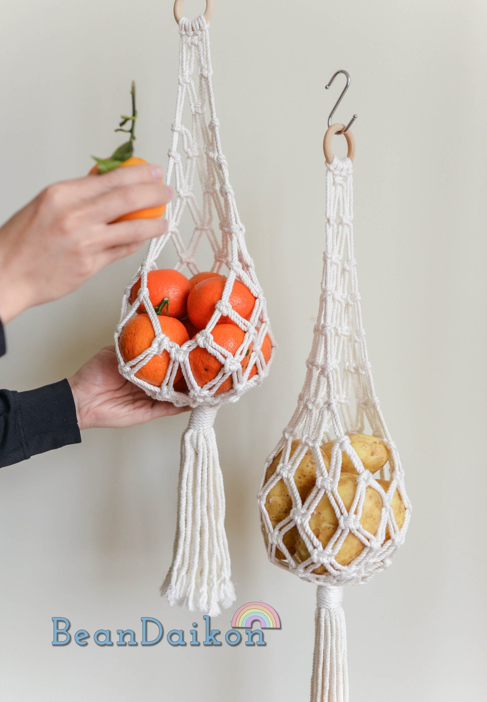 Macrame Hanging Basket Macrame Vegetable Bag Macrame Fruit | Etsy
