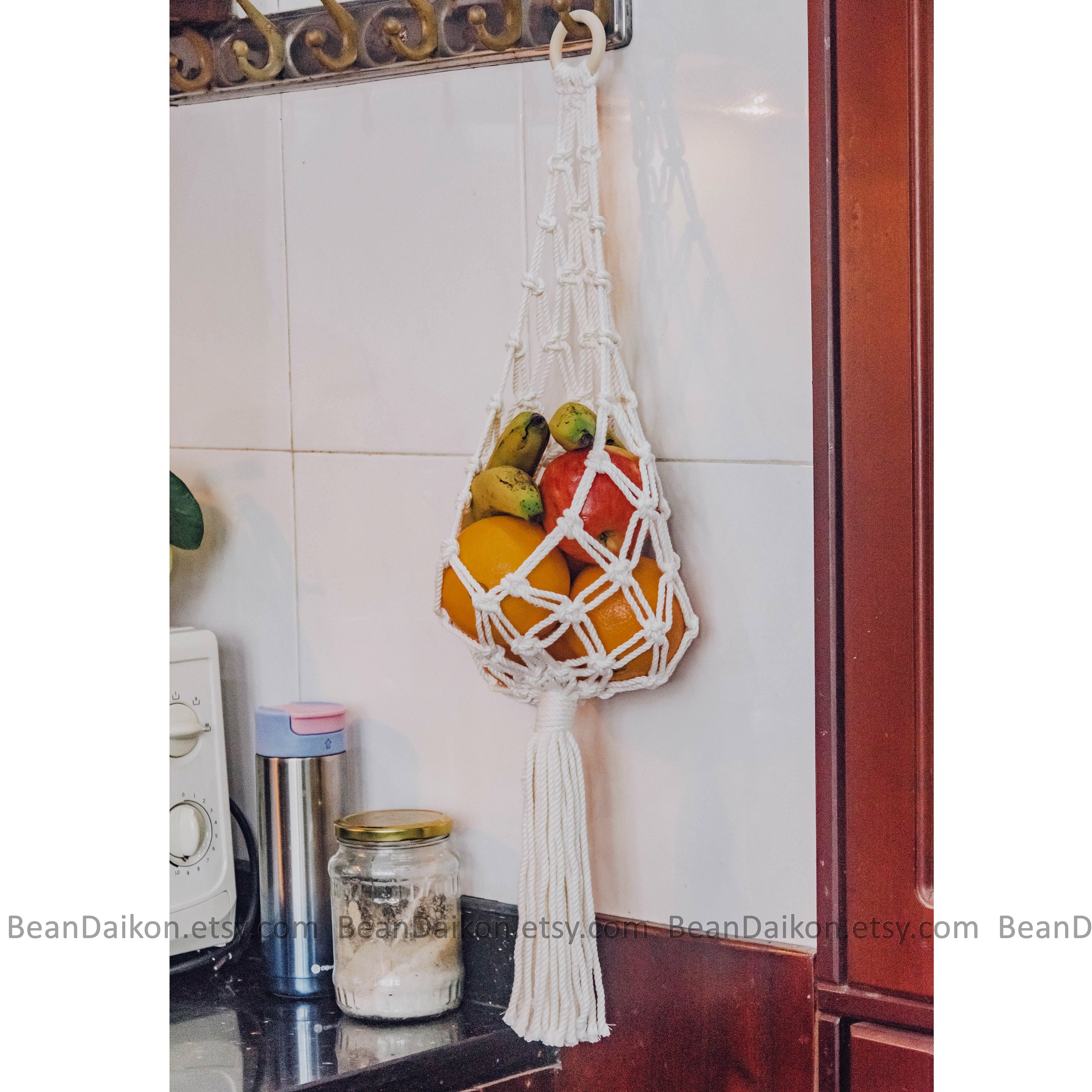 Macrame hanging basket Macrame Vegetable bag Macrame Fruit | Etsy