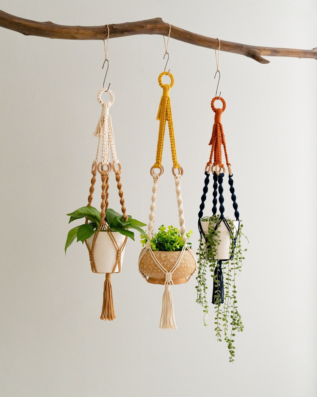 Macrame Plant Hanger, Macrame Pot Hanger, Gift for Grandma, Tassel ...