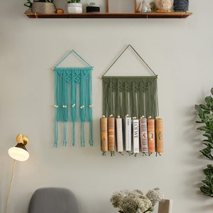 Macrame Bookshelf, Bohemian Book Holder, Macrame Wall Hanging ...