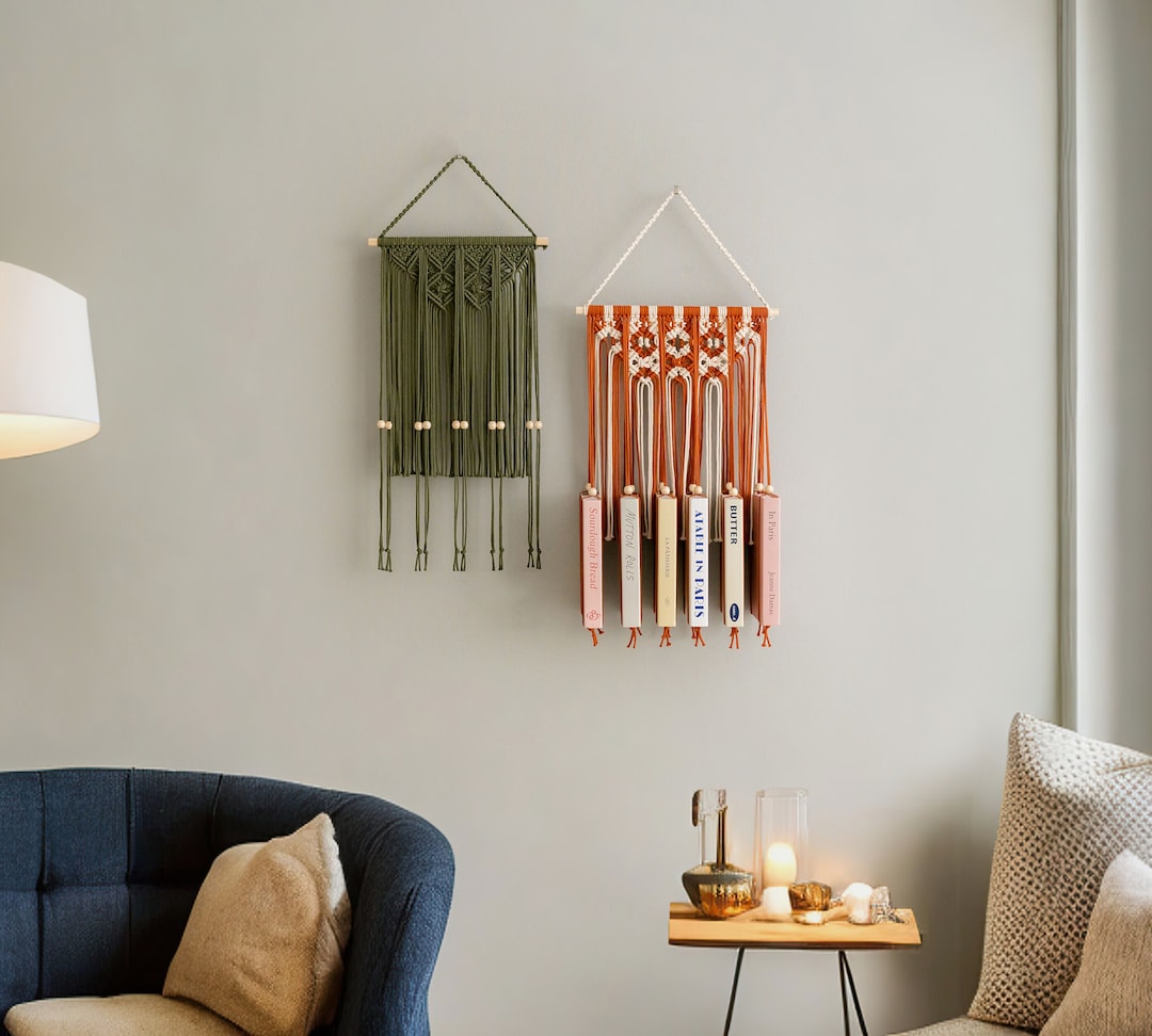 Book Hanging Shelf Macrame Wall Decor for Book Lovers and Gifts H81 - Etsy