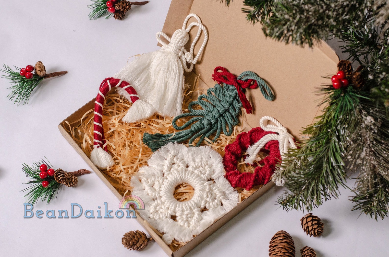 Macrame Christmas Ornament Set Christmas Decor Handmade Xmas - Etsy