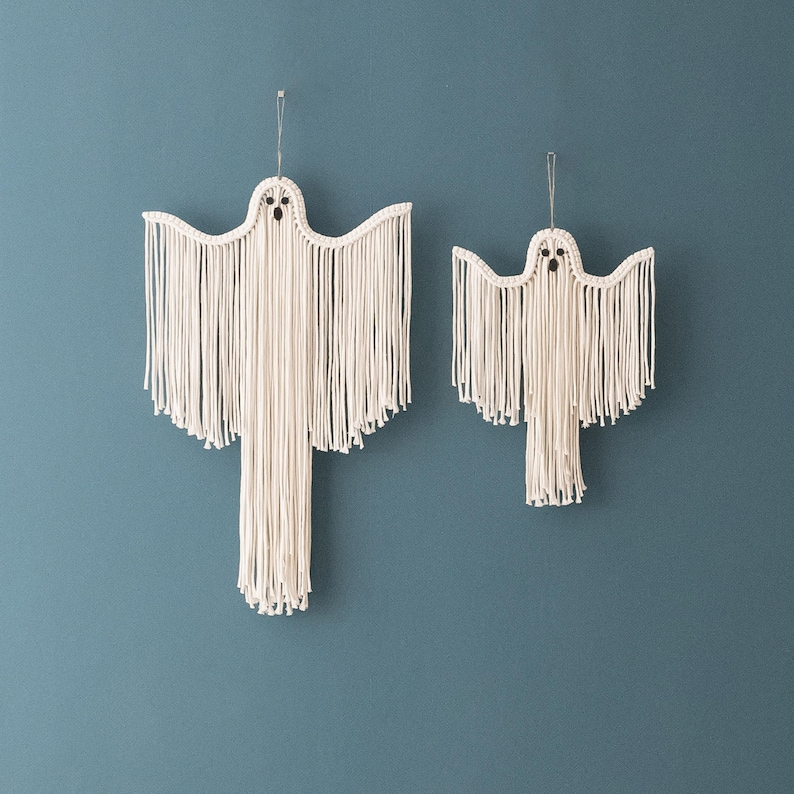 Ghost Wall Hanging, Macrame Gifts, Macrame Ghost, Dark Academia, Spooky ...