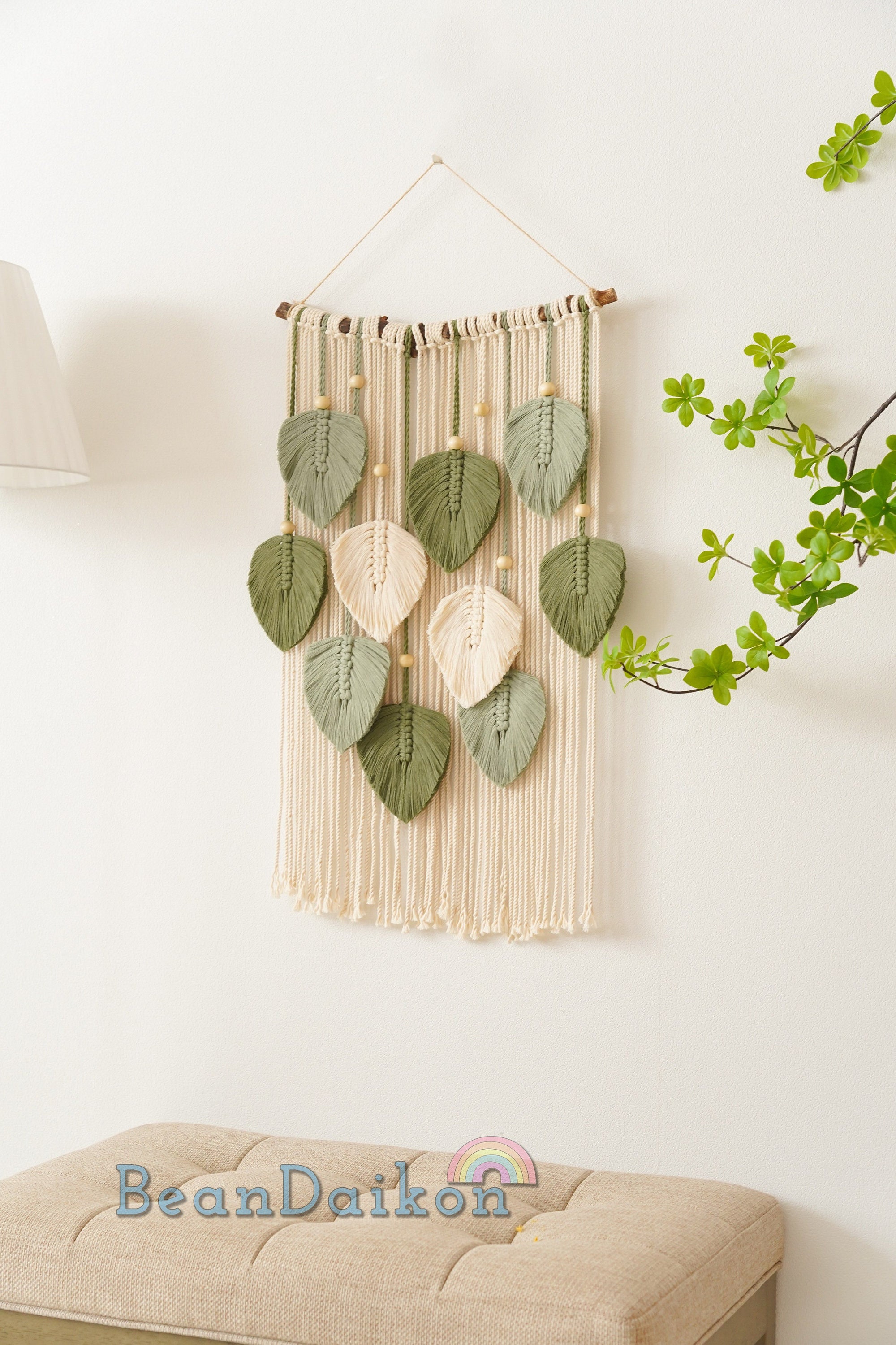 Macrame Leaf Wall Hanging Macrame Wall Hanging Green Wall - Etsy Canada