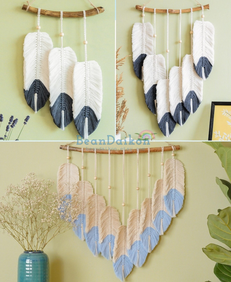 Macrame Feather Wall Hanging Modern Macrame Wall Art Boho - Etsy