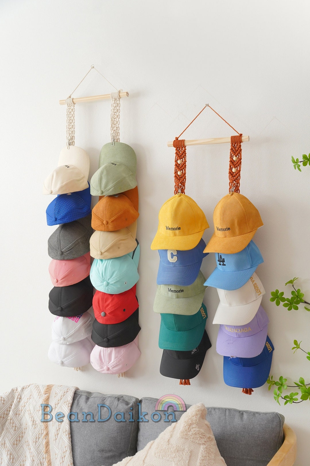 Macrame Cap Rack, Fun Home Decor, Vertical Hat Rack, Snapback Caps ...