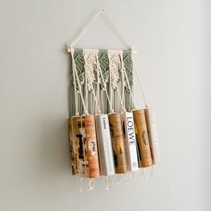 Macrame Book Storage, Macrame Wall Decor, Retro Bookshelf, Decorative ...