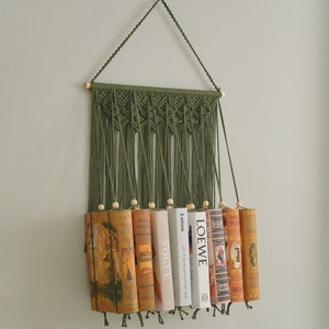 Macrame Bookshelf, Bohemian Book Holder, Macrame Wall Hanging ...
