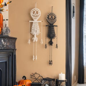 Macrame Skeleton, Halloween Hanging Decoration, Spooky Wall Art, Gothic ...