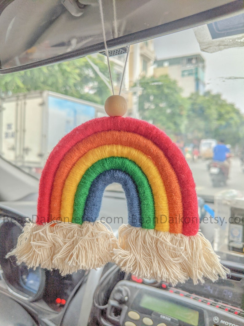 Macrame Rainbow Car Charm Macrame Rainbow Car Accessories - Etsy