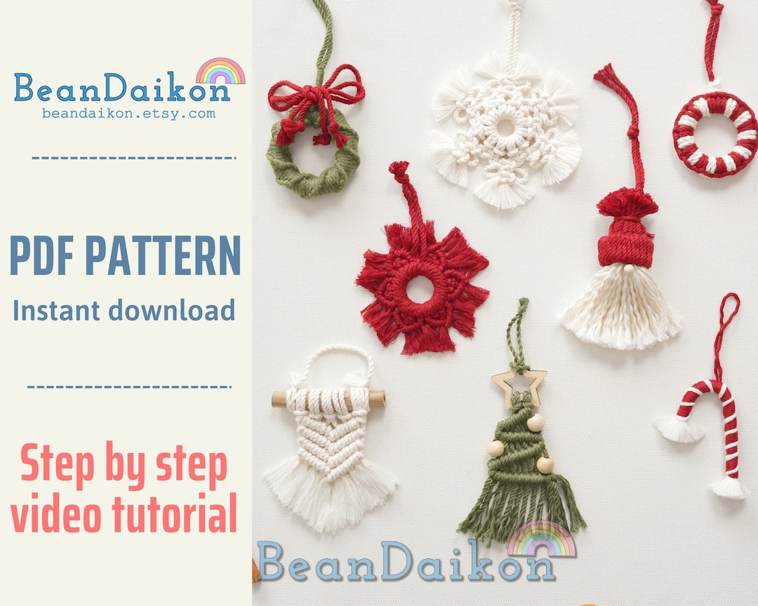 Pattern Macrame Christmas Ornament, Macrame Gift, Diy Christmas Decor ...