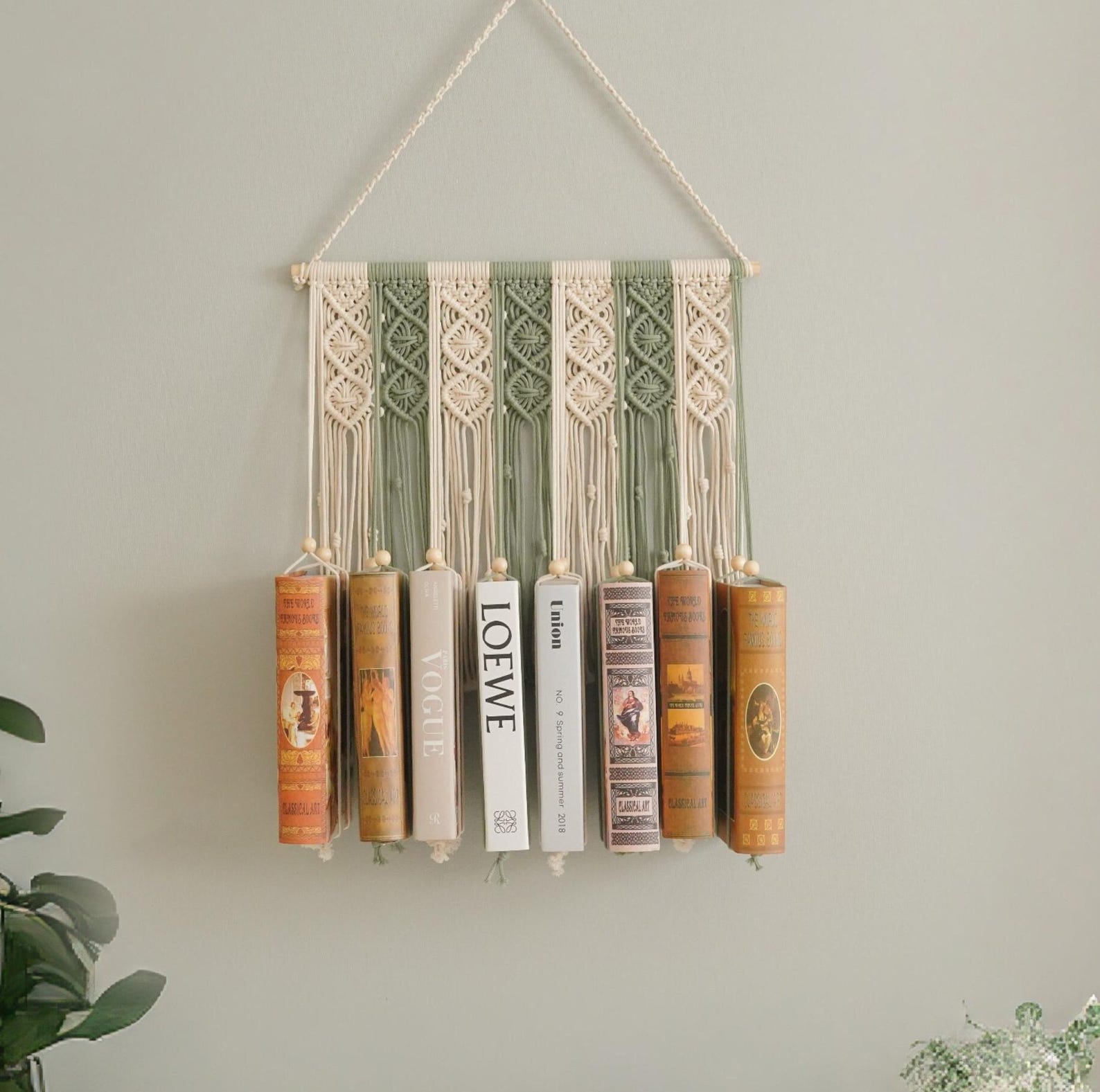 Macrame Book Holder, Book Wall Hanging, Book Shelves, Living Room Decor ...