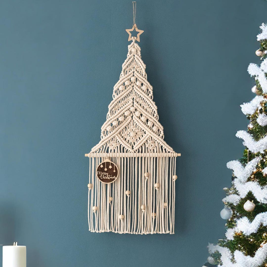 Boho Macrame Christmas Tree Wall Hanging, Macrame Christmas Tree, Christmas Wall Decor ...
