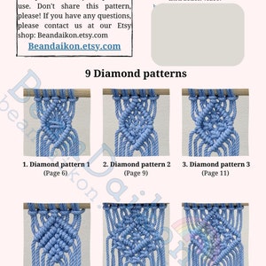 Macrame Diamond Pattern, Diy Macrame Pattern, Knot Instructions, Rope ...