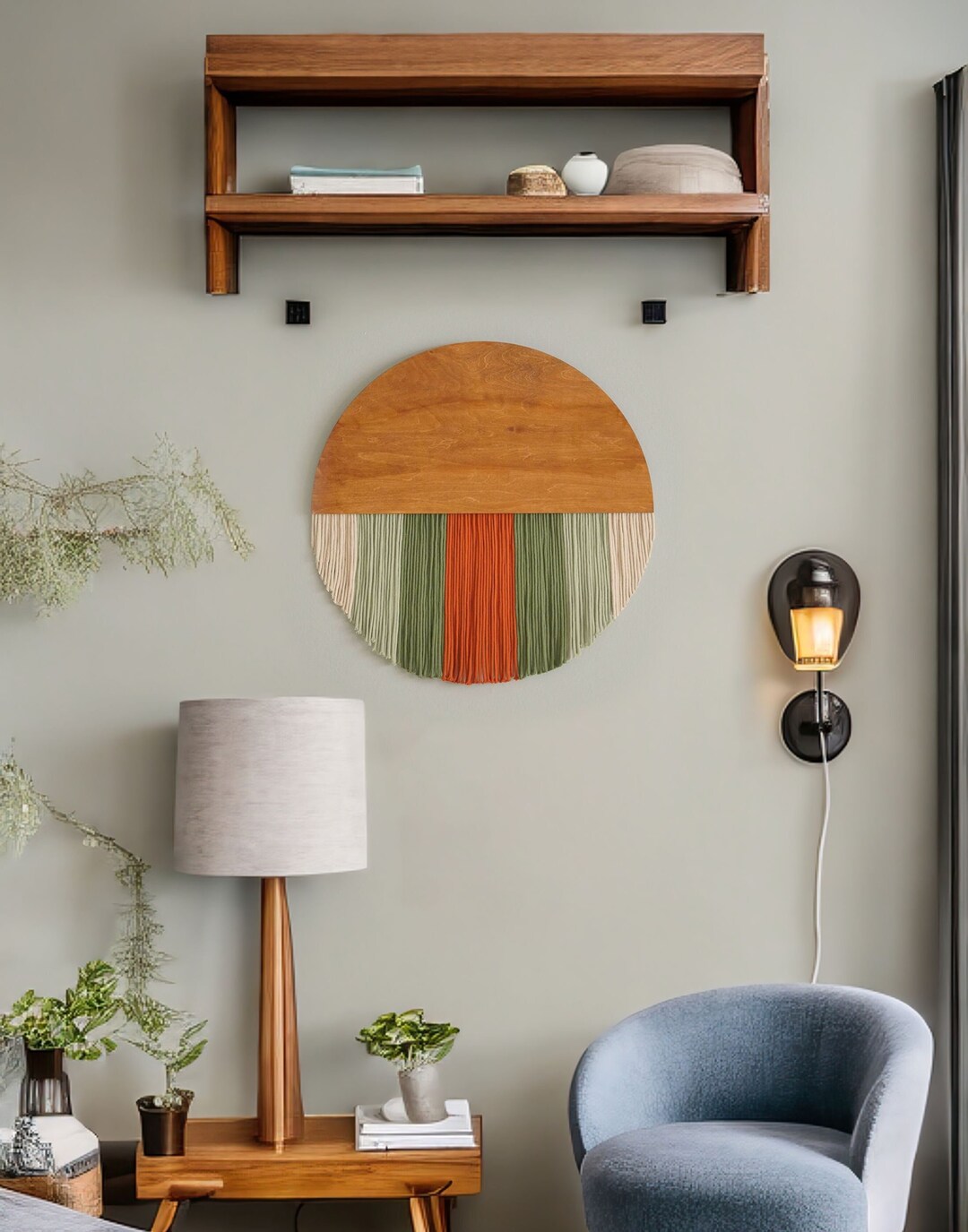 Half Round Wall Decor, Living Room Art, Vintage Home Decor, Macrame ...