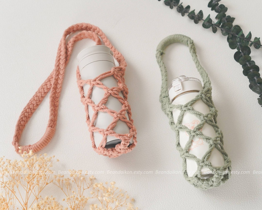 Macrame Water Bottle Holder, Macrame Bottle Sling, Teacher Gift ...