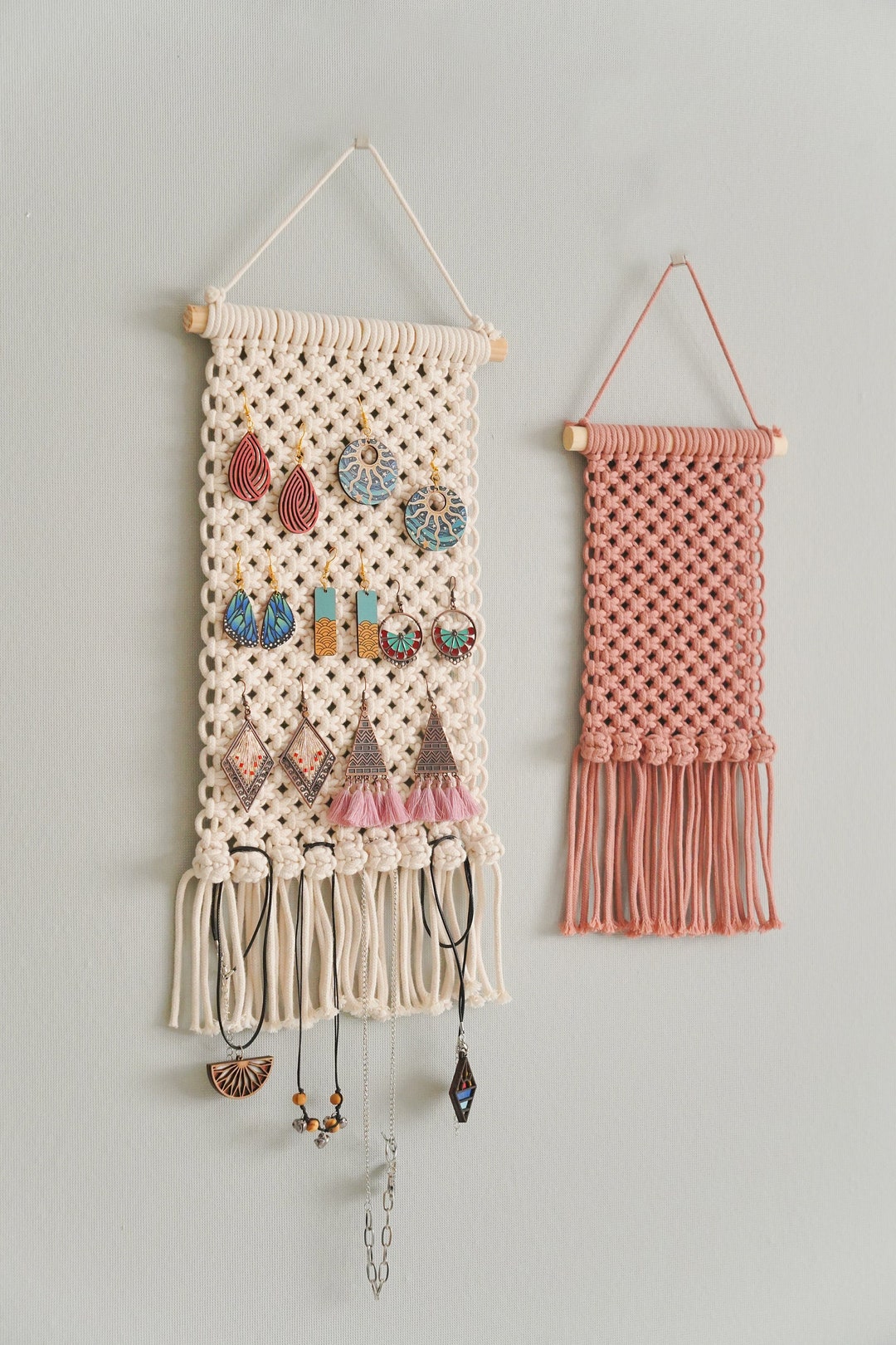 Macrame Jewelry Storage, Storage Organization, Earring Hanger, Gift for ...