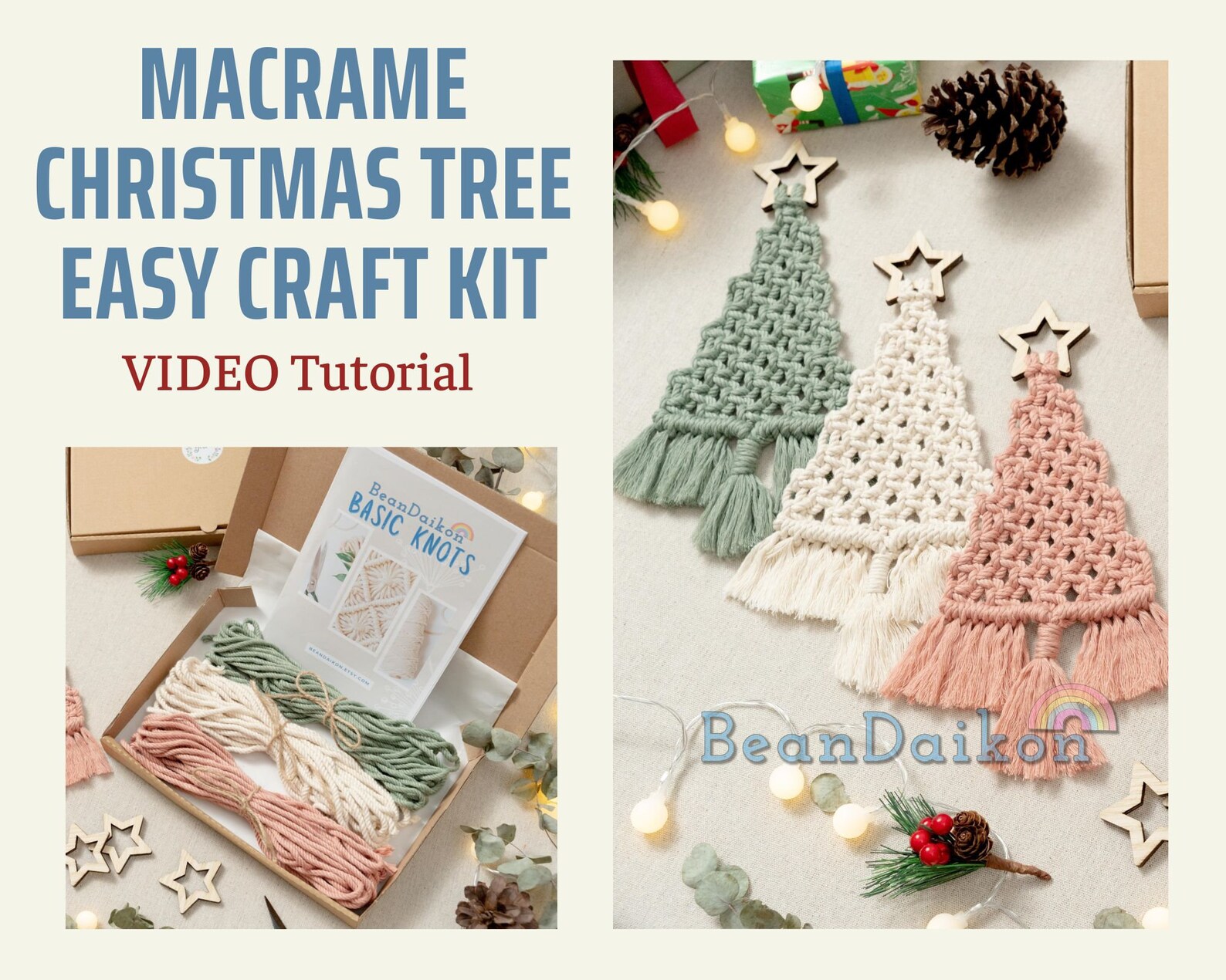 KIT Christmas Tree Macrame DIY Craft Kit Boho Christmas - Etsy