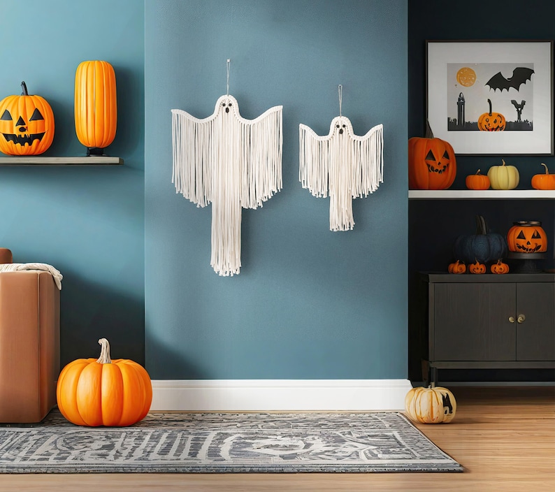 Macrame Halloween Ghost, Rope Ghost, Halloween Ghost, Ghost Decorations ...