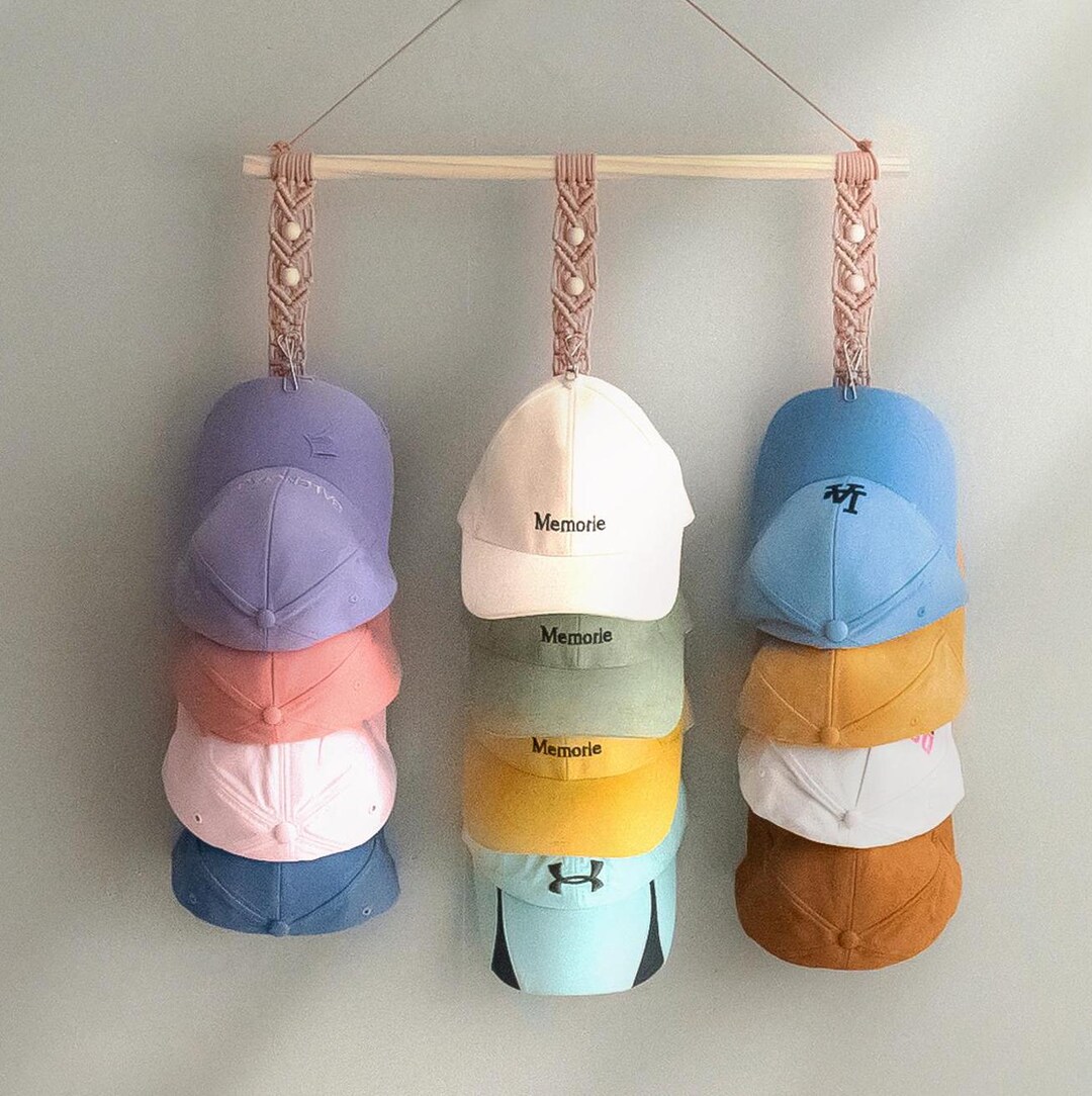 Macrame Cap Holder, Gift for Dad, Farmhouse Hat Rack, Cap Lover Gift ...